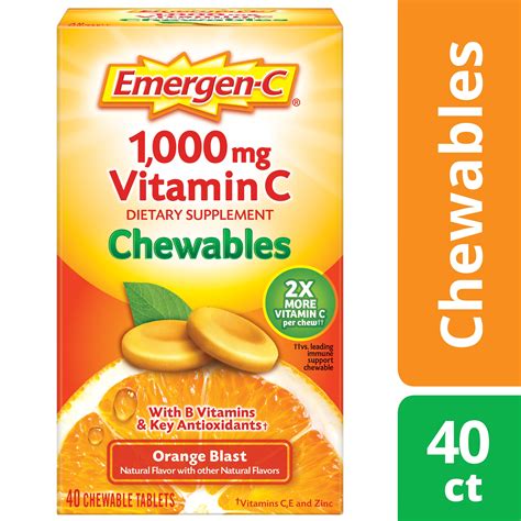 Emergen C Chewables 40 Ct Orange Blast Flavor With Vitamin C