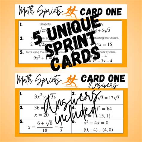 Simplifying Radicals And Solving Quadratic Equations Math Sprints Review