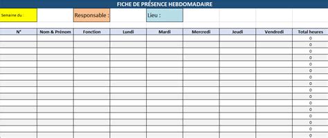 📅 Modèle Feuille De Présence Hebdomadaire Excel Automatisé