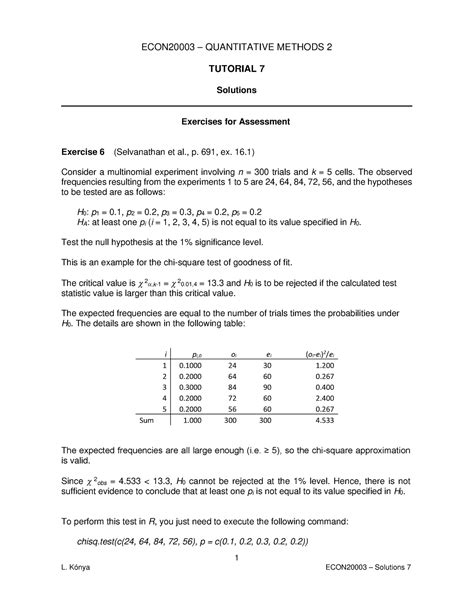 tutorial 7 solutions 1 econ20003 quantitative methods 2 tutorial 7