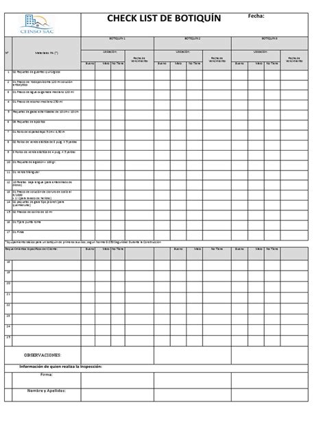 Check List De Botiquín Pdf Primeros Auxilios