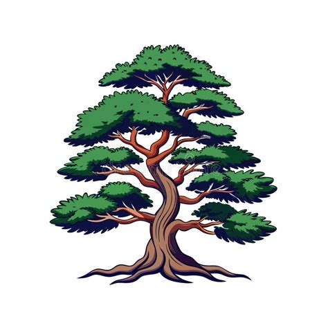 Artistic Japanese Cedar Tree Representation Stock Illustration