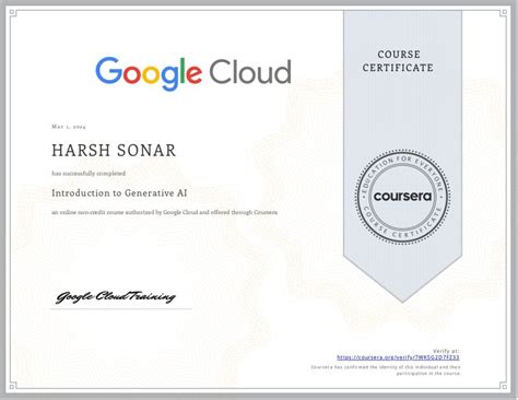 completion of introduction to ai generative course harsh sonar