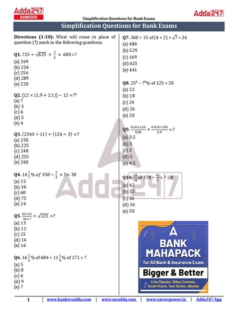 Simplification Questions For Bank Exams Pdf