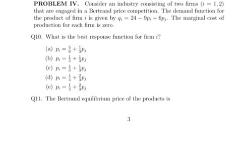 Solved Problem Iv Consider An Industry Consisting Of Two