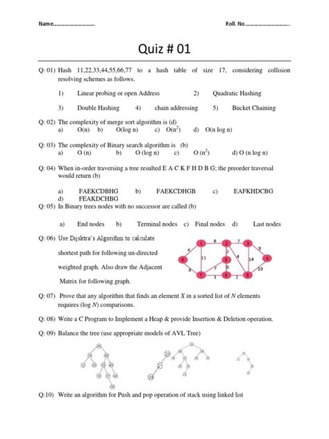 quiz 01 name roll no pdf
