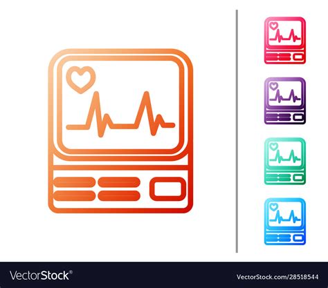 Red Line Computer Monitor With Cardiogram Icon Vector Image