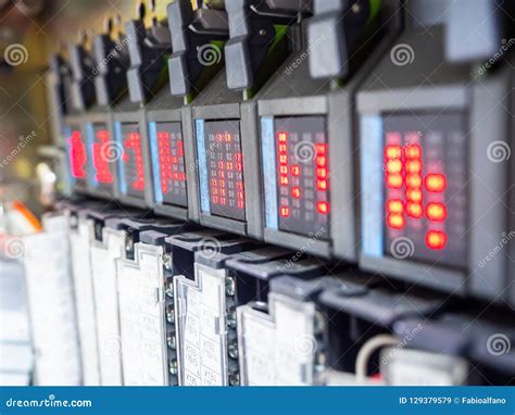 plc with status led stock image image of control panel 129379579