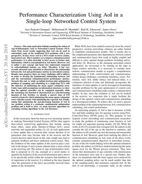 pdf performance characterization using aoi in a single loop networked
