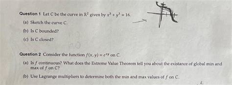Solved Question 1 Let C Be The Curve In R2 Given By X3 Y²