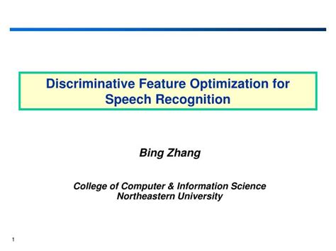 PPT Discriminative Feature Optimization For Speech Recognition PowerPoint Presentation ID