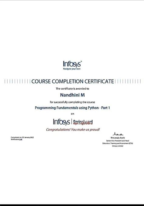 Nandhini M On Linkedin Python Programming Infosys