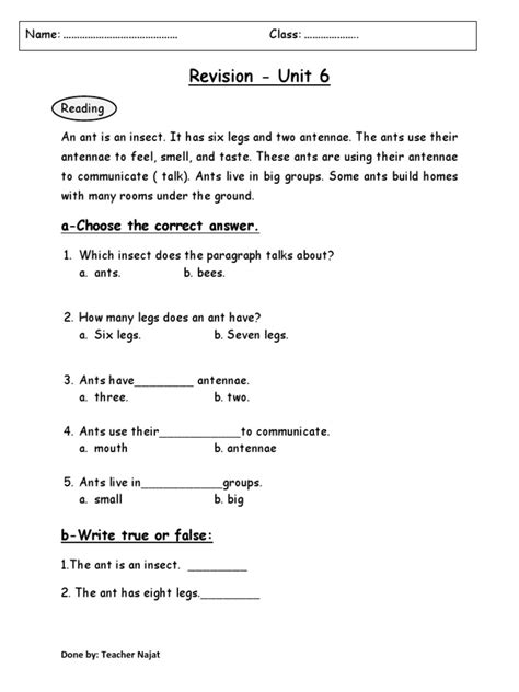 revision unit 6 a choose the correct answer pdf butterfly insects