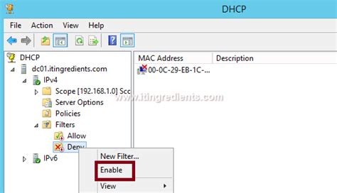 How To Enable And Configure Mac Address Filtering In Dhcp Server 2012 R2