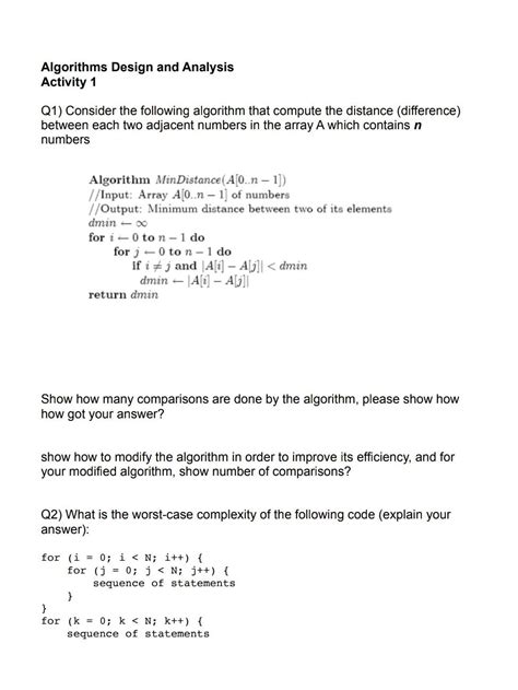 Solved Algorithms Design And Analysis Activity 1 Q1
