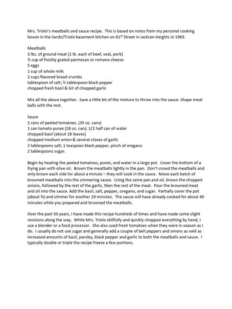 Mrs Triolos Meatballs Pdf Wellness Lifestyle