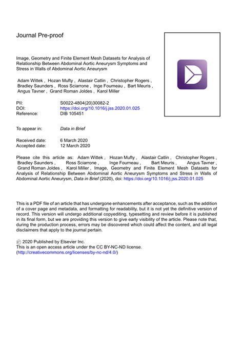 Pdf Image Geometry And Finite Element Mesh Datasets For Analysis Of Relationship Between