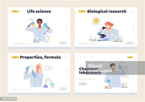 온라인 화학 실험실 및 교육 서비스를 위한 랜딩 페이지 디자인 웹사이트 템플릿 세트 건강 검진에 대한 스톡 벡터 아트 및 기타 이미지 건강 검진 건강관리와 의술 검사