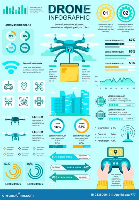Drone Delivery Banner With Infographic Elements Poster Template With
