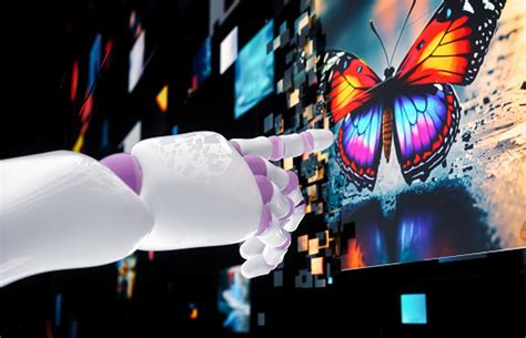 로봇 손이 이미지를 만들고 있습니다 인공 지능 생성 이미지 개념입니다 0명에 대한 스톡 사진 및 기타 이미지 0명 3차원 형태 개념 Istock