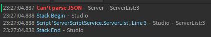 Can T Parse JSON Scripting Support Developer Forum Roblox