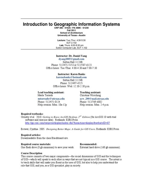 gis syllabus pdf geographic information system esri