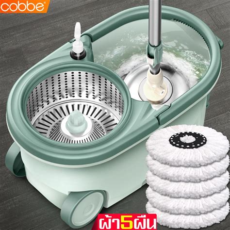 Cobbe ชุดถังปั่นสแตนเลส ไม้ถูพื้น ถังปั่นไม้ม็อบ ไม้ม๊อบ ถังปั่นถูพื้น ถังปั่นน้ำ ปั่นแห้ง ผ้า