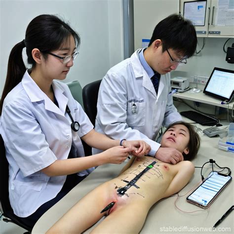 Female Students Conducting Ecg Testing Stable Diffusion Online
