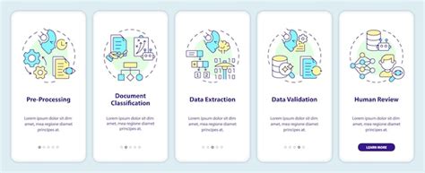 Premium Vector Document Processing Stages Onboarding Mobile App Screen