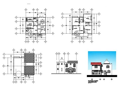 Plan And Elevation Of Housing Building Structure Detail 2d View Layout File In Dwg Format