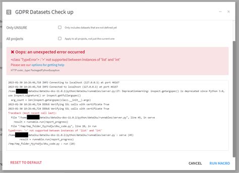 [gdpr plugin] error when running macro · issue 293 · dataiku dataiku