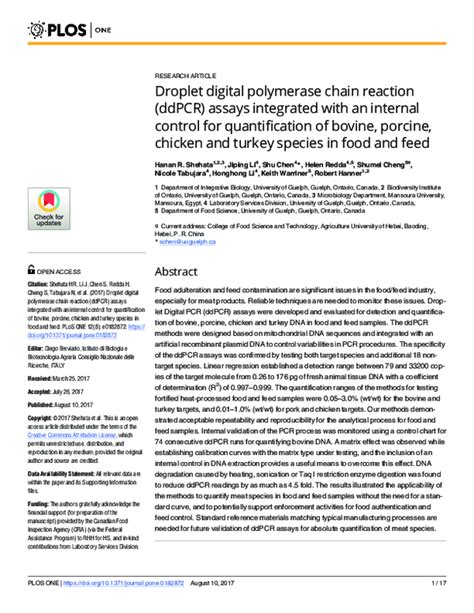Pdf Droplet Digital Polymerase Chain Reaction Ddpcr Assays Integrated With An Internal