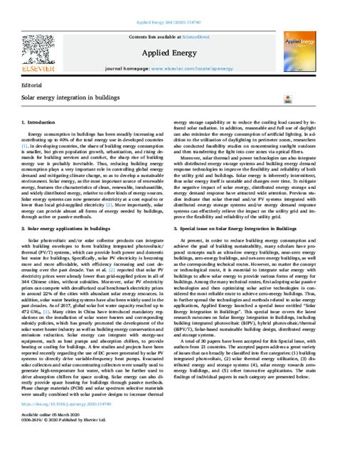 Pdf Solar Energy Integration In Buildings