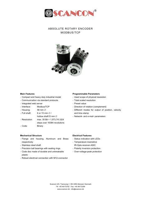 absolute rotary encoder modbus tcp