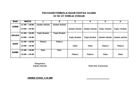 Program Pembelajaran Exstra Agama Pdf