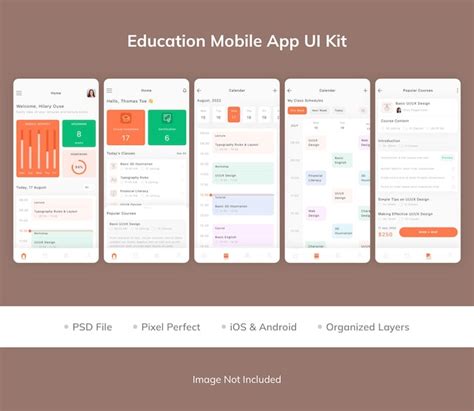 Kit Dinterface Utilisateur Dapplication Mobile Pour Léducation Psd Premium