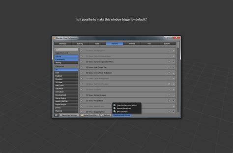 Interface Change Default Size Of User Preferences Pop Up Window Blender Stack Exchange