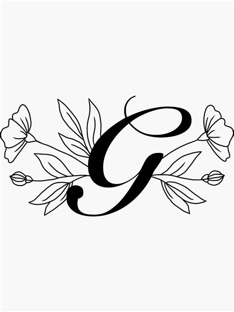 Cursive Floral Letter G Sticker For Sale By Lakenney97 Redbubble