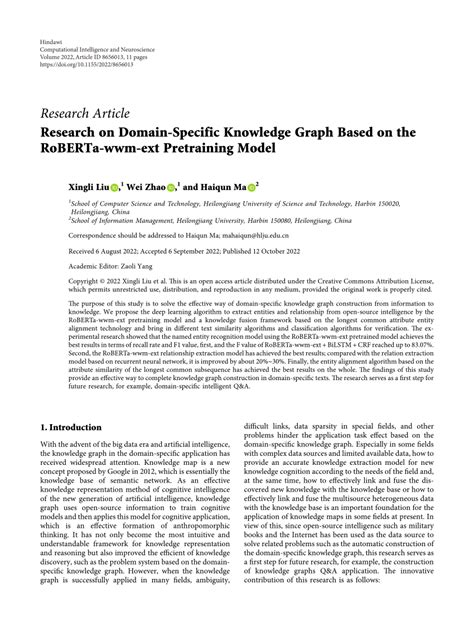 Pdf Research On Domain Specific Knowledge Graph Based On The Roberta