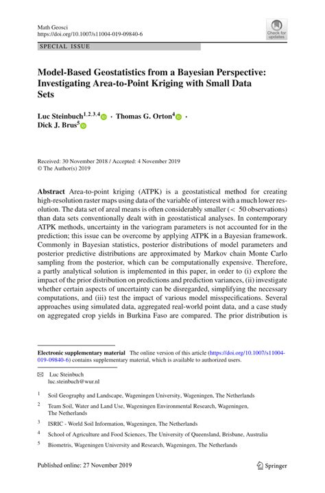 pdf model based geostatistics from a bayesian perspective
