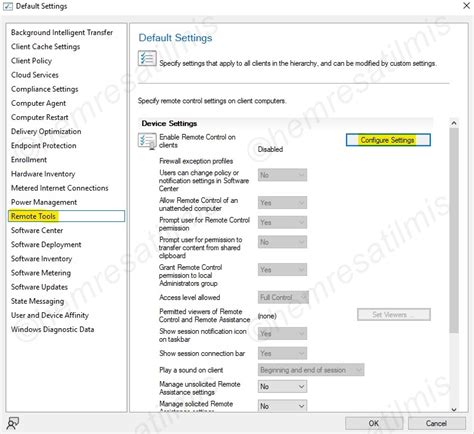 Sccm Remote Control Yapılandırması
