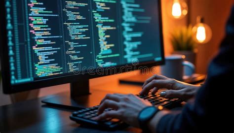 person working on computer coding website design hands typing on