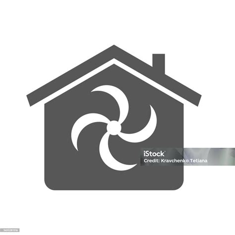 미기후 가정 아이콘 냉각 아파트 또는 집 집과 팬 아이콘입니다 에어컨 기호입니다 벡터 그림입니다 에피소드 10 격리에 대한 스톡 벡터 아트 및 기타 이미지 Istock