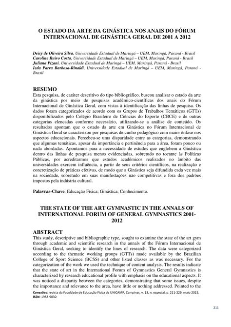 Pdf O Estado Da Arte Da Ginástica Nos Anais Do Fórum Internacional De Ginástica Geral De 2001