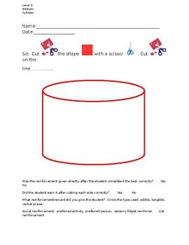 Cutting Out Shapes Cylinder Medium Level D By Rita Archer TPT