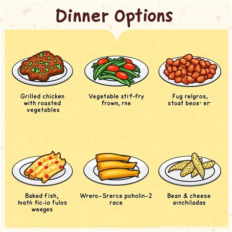 Dinner Menu Options Stable Diffusion Online