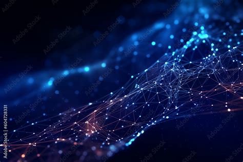 Abstract Blue Digital Technology Background Of Dots And Lines Concept