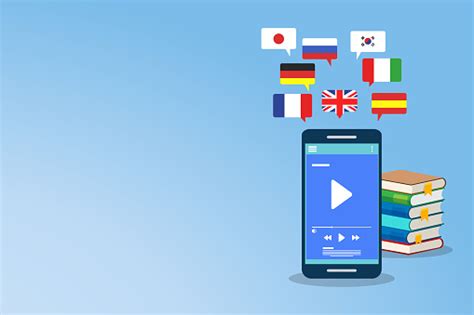 외국어 학습 코스 교육 응용 프로그램과 스마트 폰입니다 벡터 일러스트 레이 션 개인 지도 교사에 대한 스톡 벡터 아트 및 기타 이미지 개인 지도 교사 거리가 먼 공부