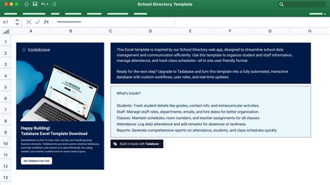 School Directory Spreadsheet Template Tadabase