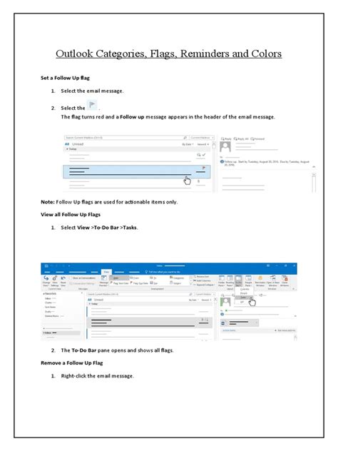 outlook categories flags reminders and colors set a follow up flag
